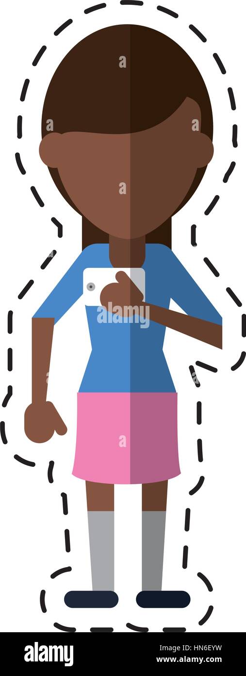 people user mobile phone media communication cut line Stock Vector ...