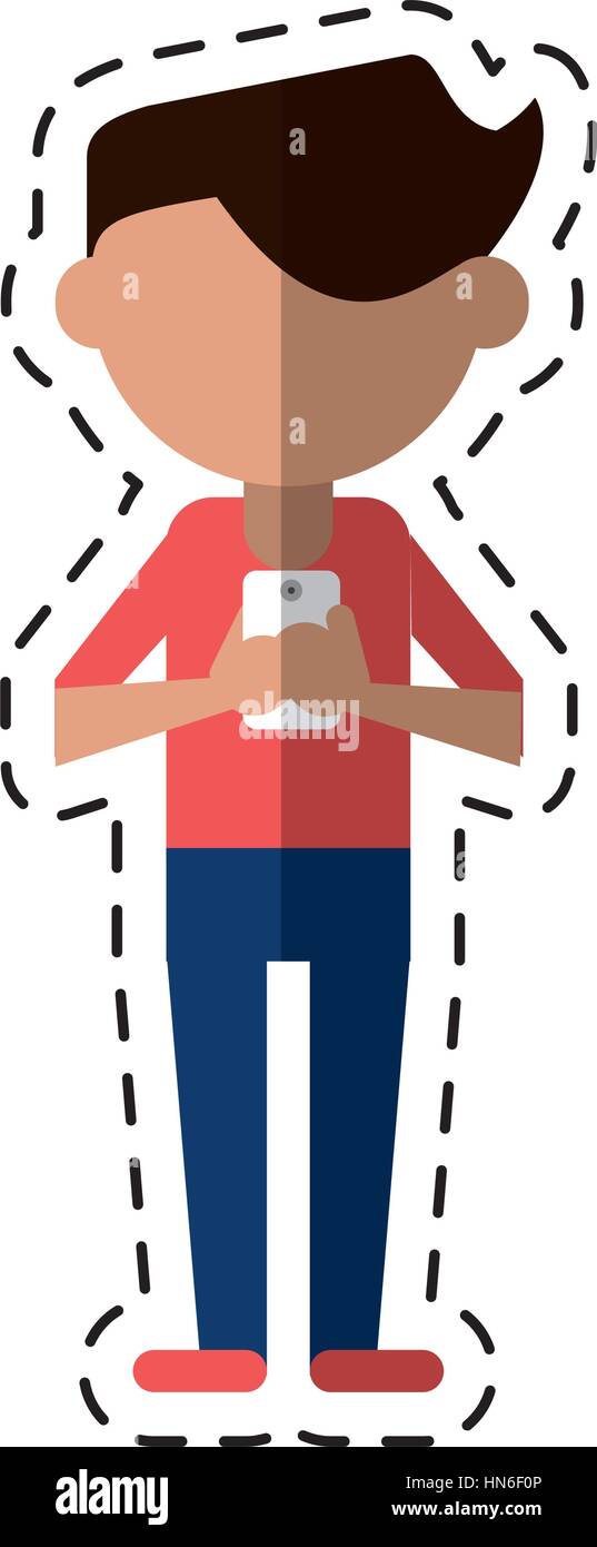 character messaging texting mobile cut line Stock Vector Image & Art ...