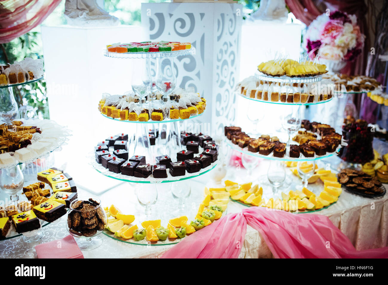 Good exquisite buffet table at a solemn event Stock Photo - Alamy