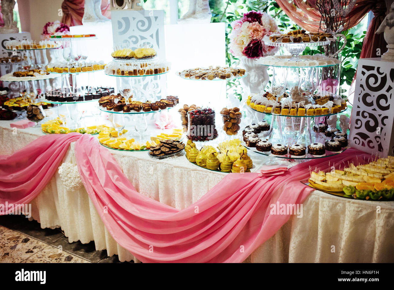 Good exquisite buffet table at a solemn event Stock Photo - Alamy