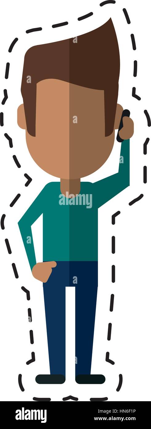 people talking smartphone mobile cut line Stock Vector Image & Art - Alamy