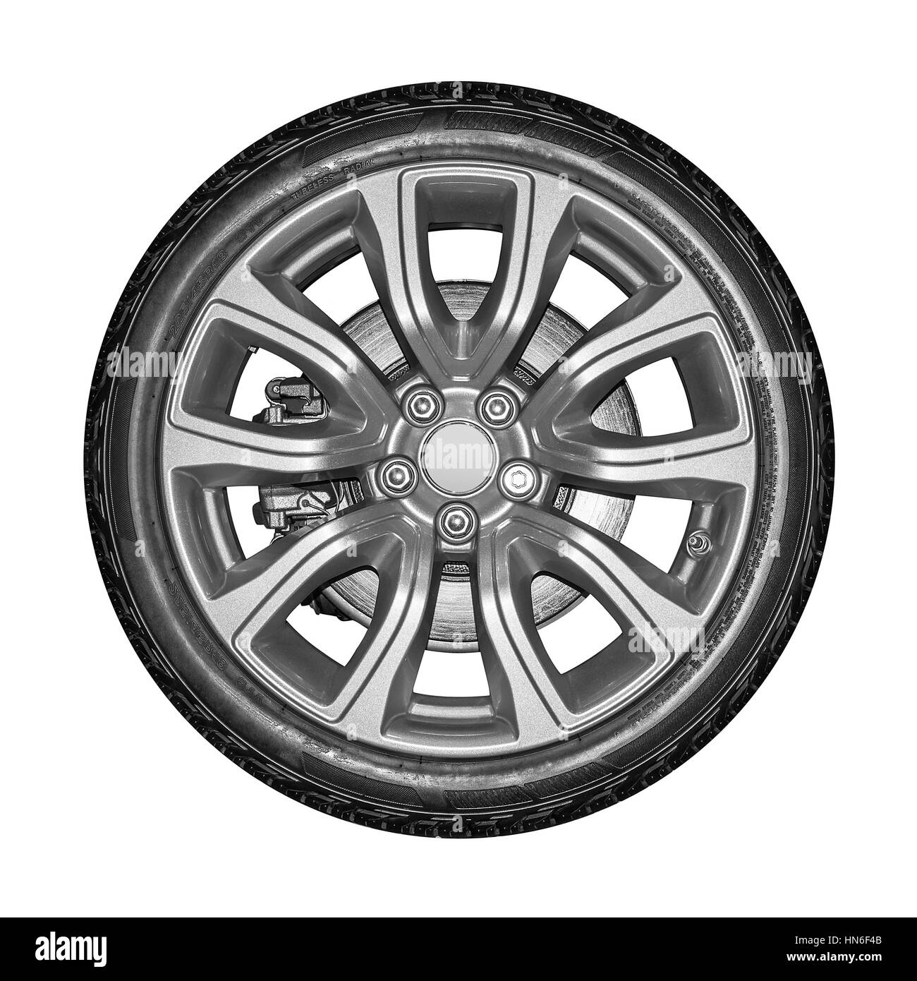 Car wheel isolated on white background Stock Photo - Alamy