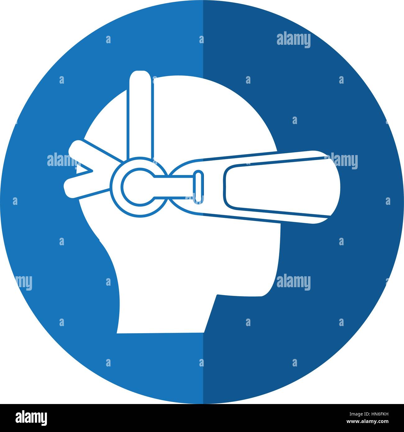 profile head with helmet virtual reality shadow Stock Vector Image ...