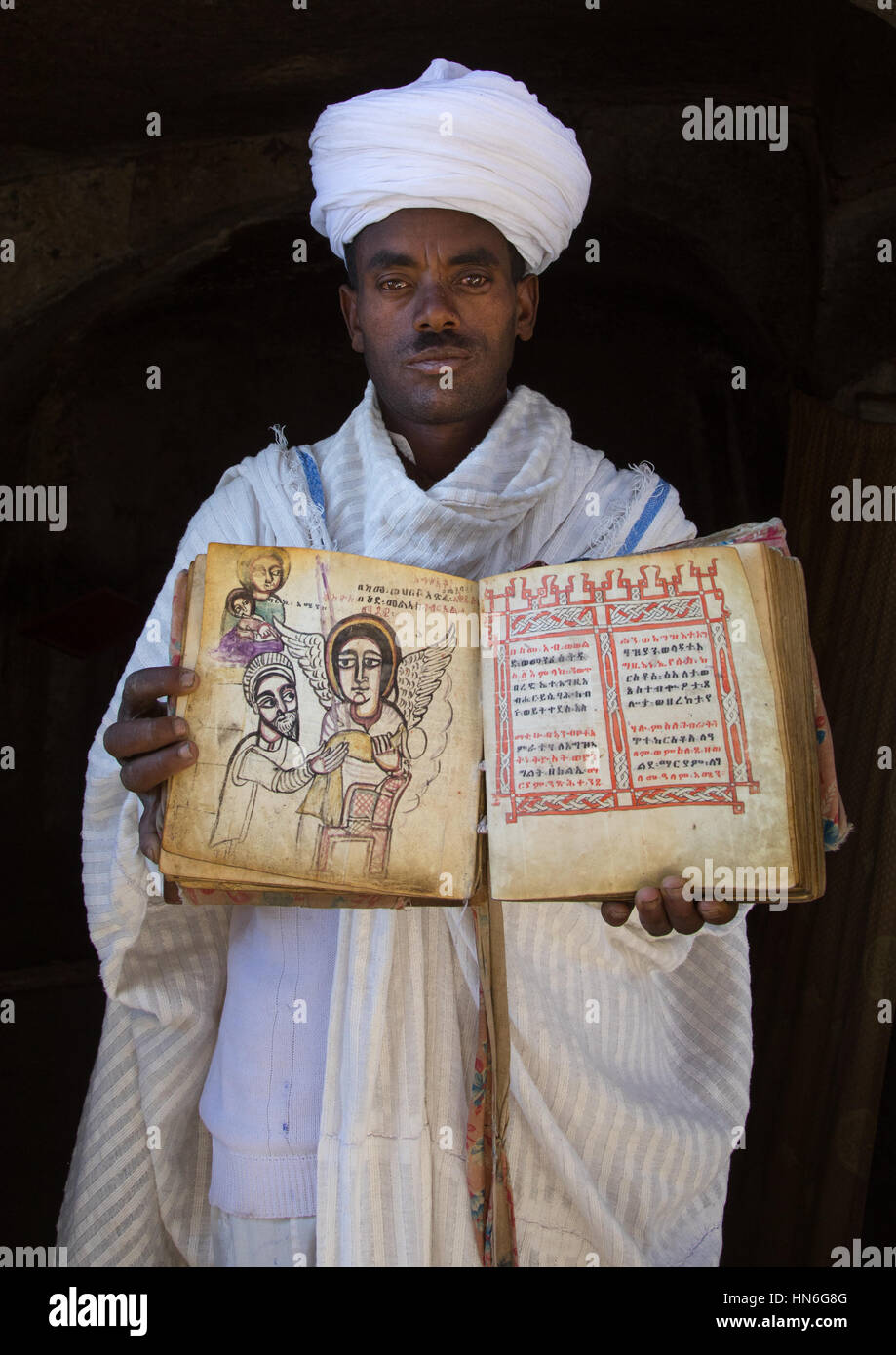 Priest of the ethiopian orthodox church in Asheten mariam rock hewn ...