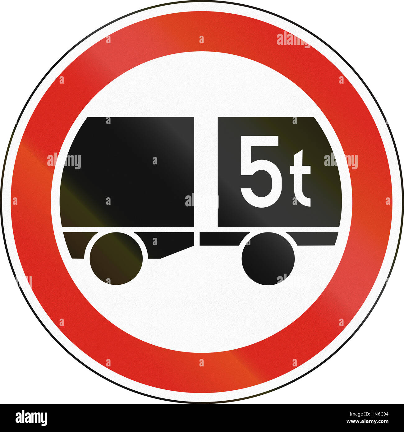 Road sign used in Sweden - No trailers weighing more than 5 tons Stock ...