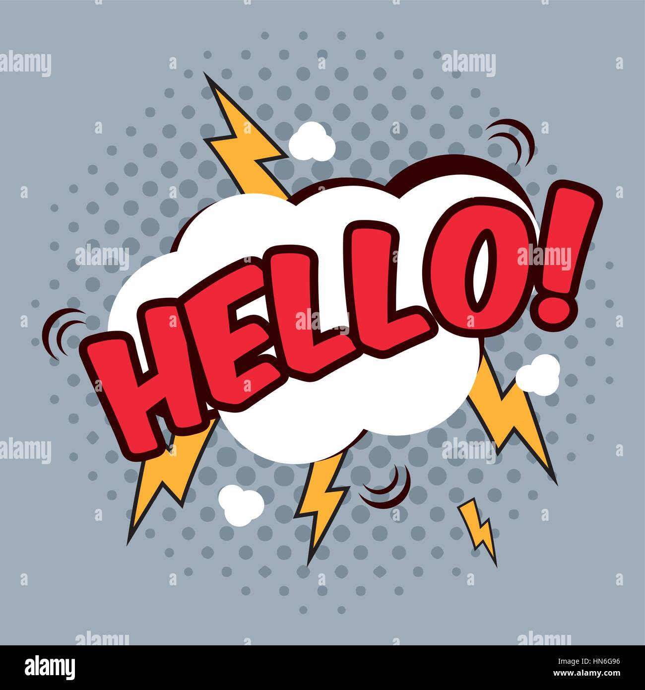 pop art hello cloud lightining dot design Stock Vector Image & Art - Alamy