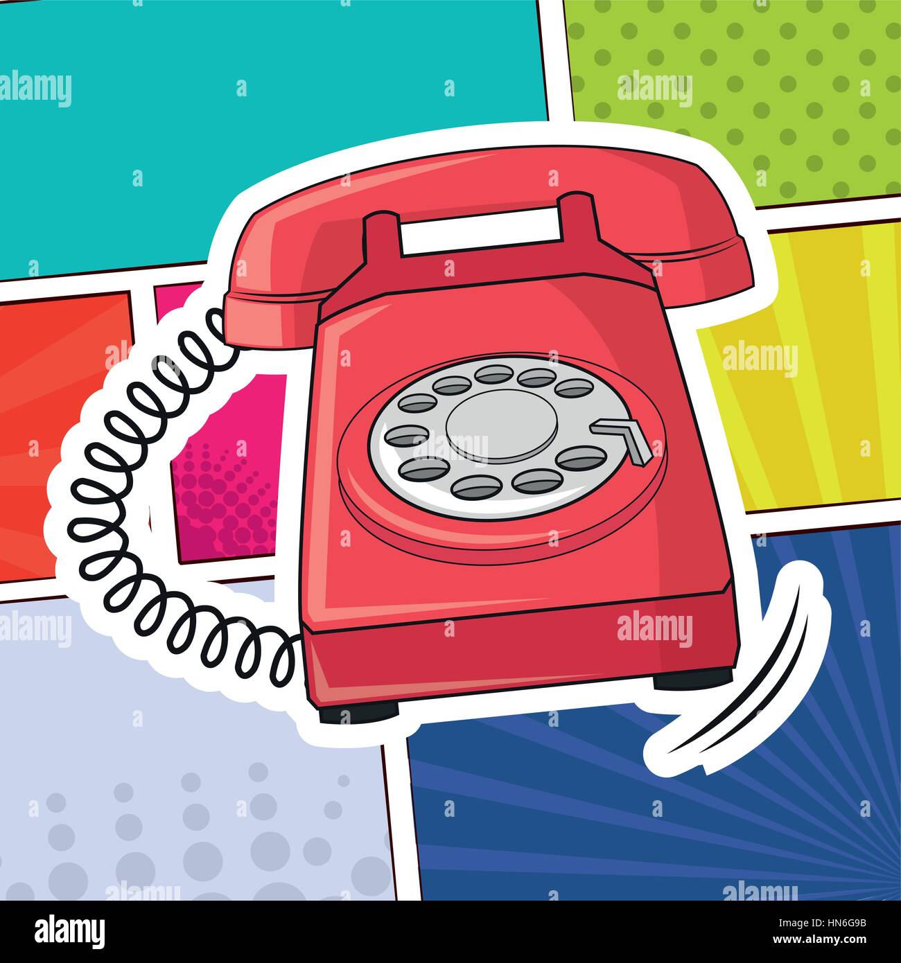 telephone retro pop art design colored background Stock Vector Image ...