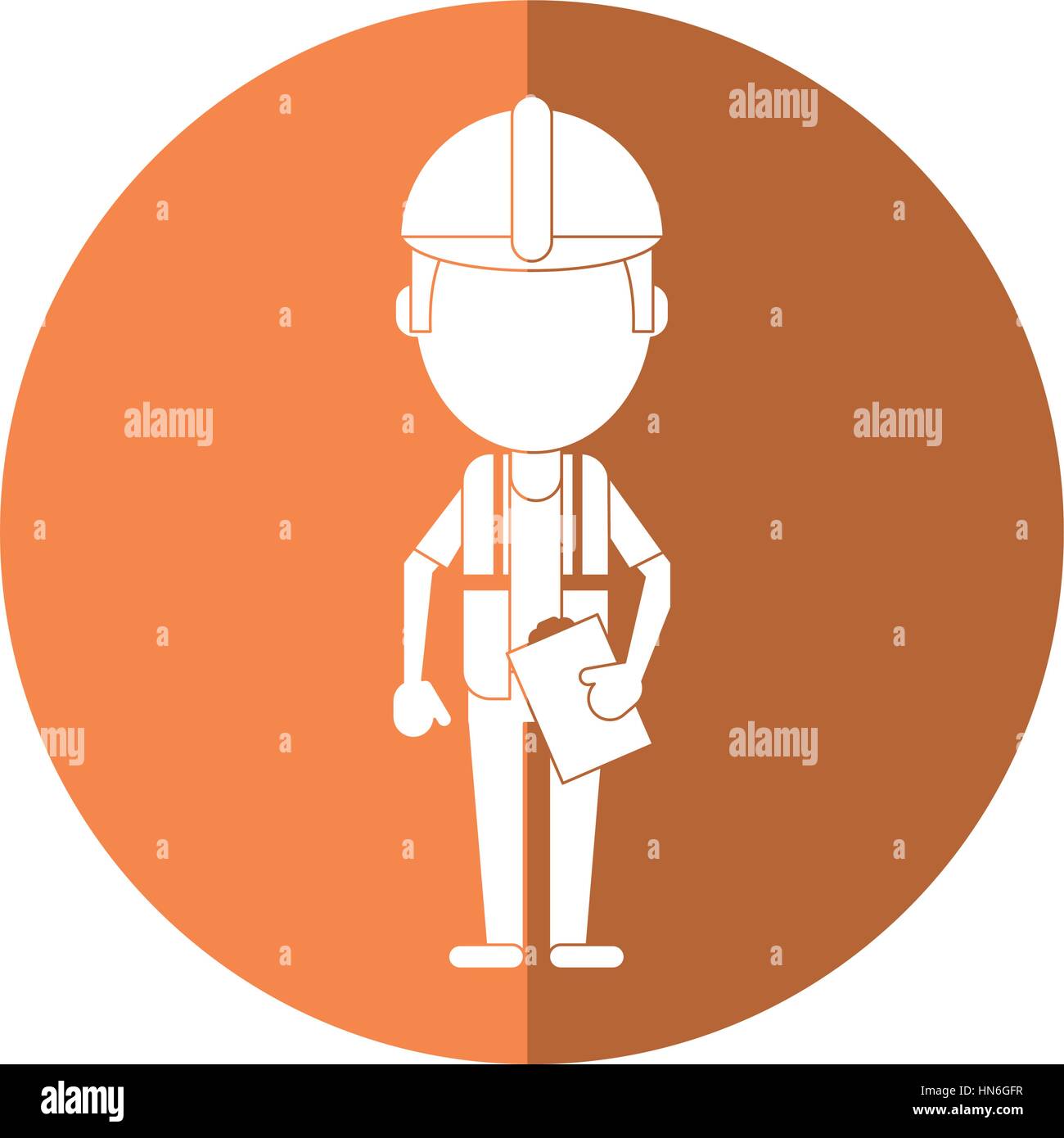 foreman construction helmet vest and clipboard shadow Stock Vector ...