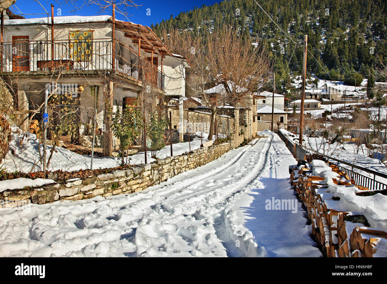 Picturesque Fidakia village, Evrytania, Central Greece Stock Photo - Alamy