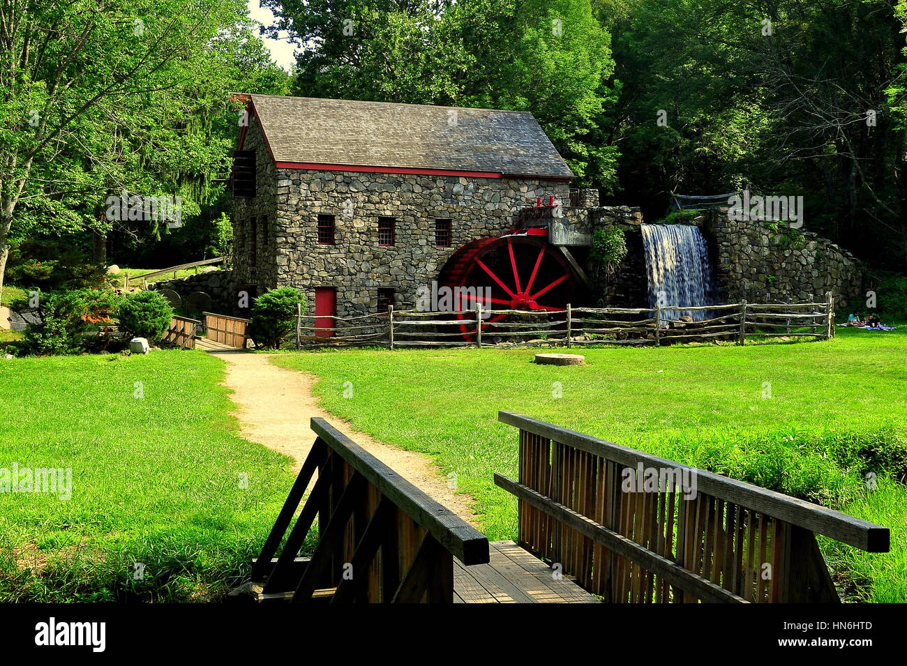 Sudbury, Massachusetts- July 12, 2015: The Old Stone Grist Mill with ...