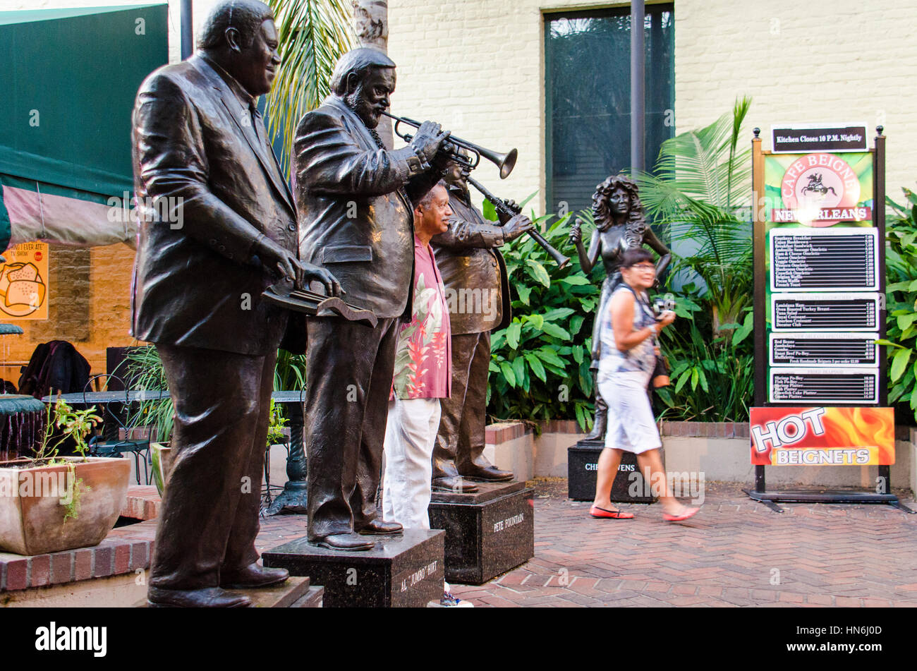 New Orleans, USA - July 8, 2015: Statues of jazz music players, the ...