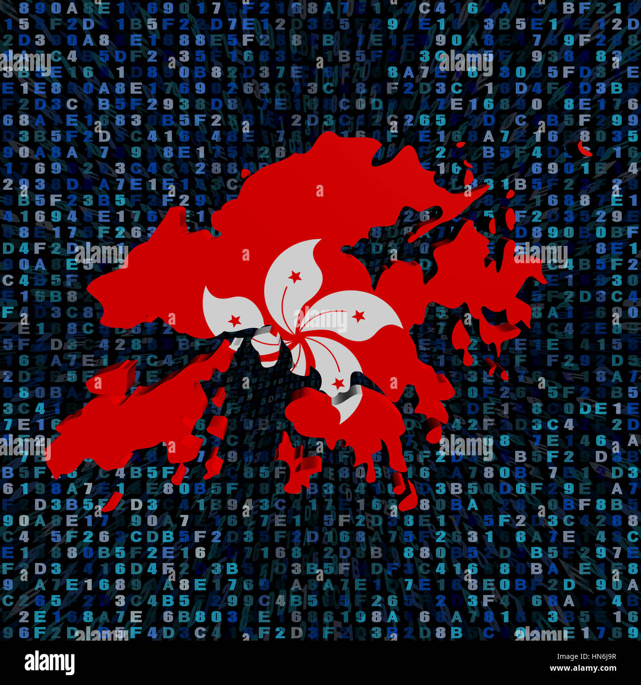 Hong Kong map flag on hex code illustration Stock Photo - Alamy