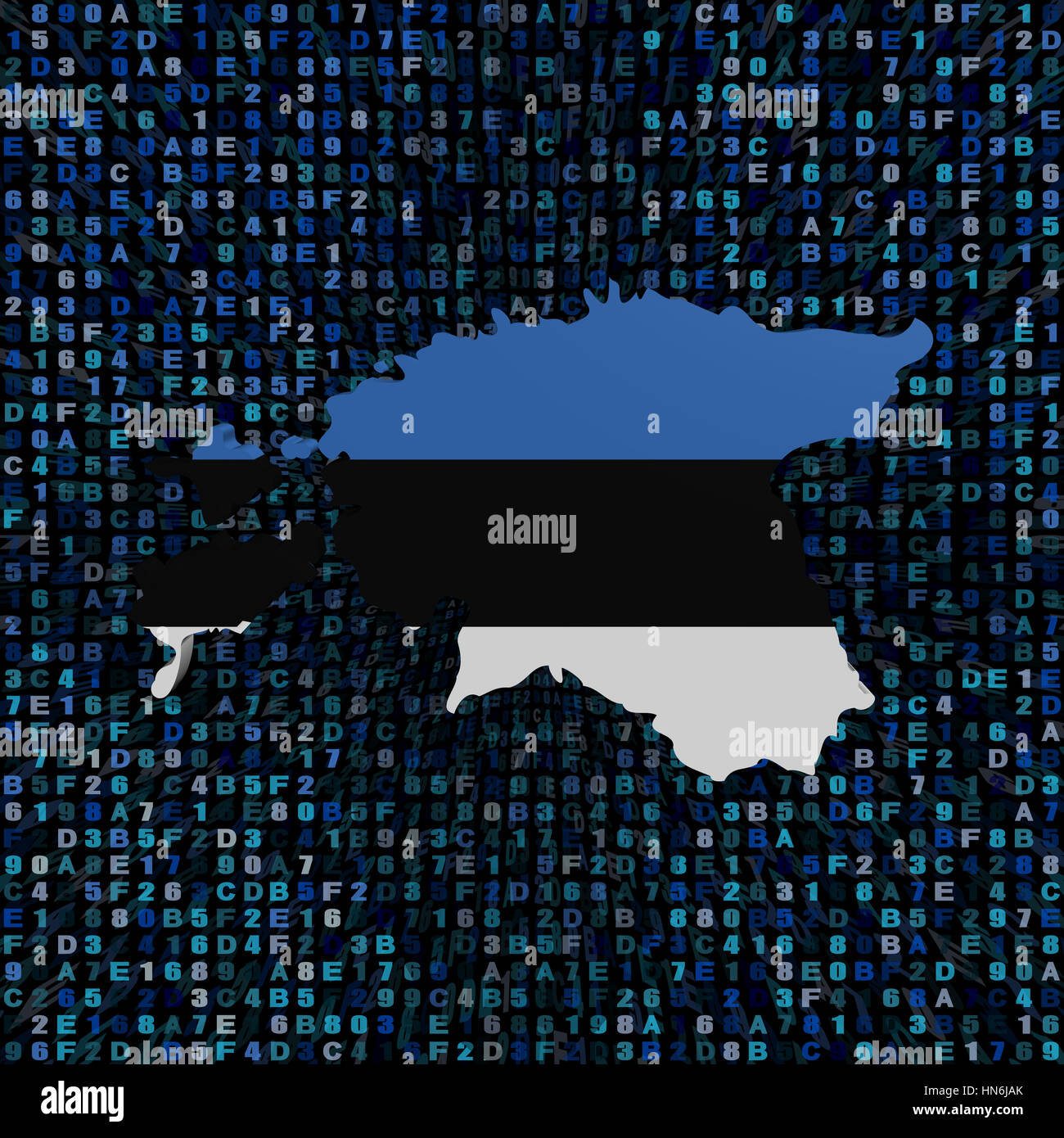 Estonia map flag on hex code illustration Stock Photo - Alamy