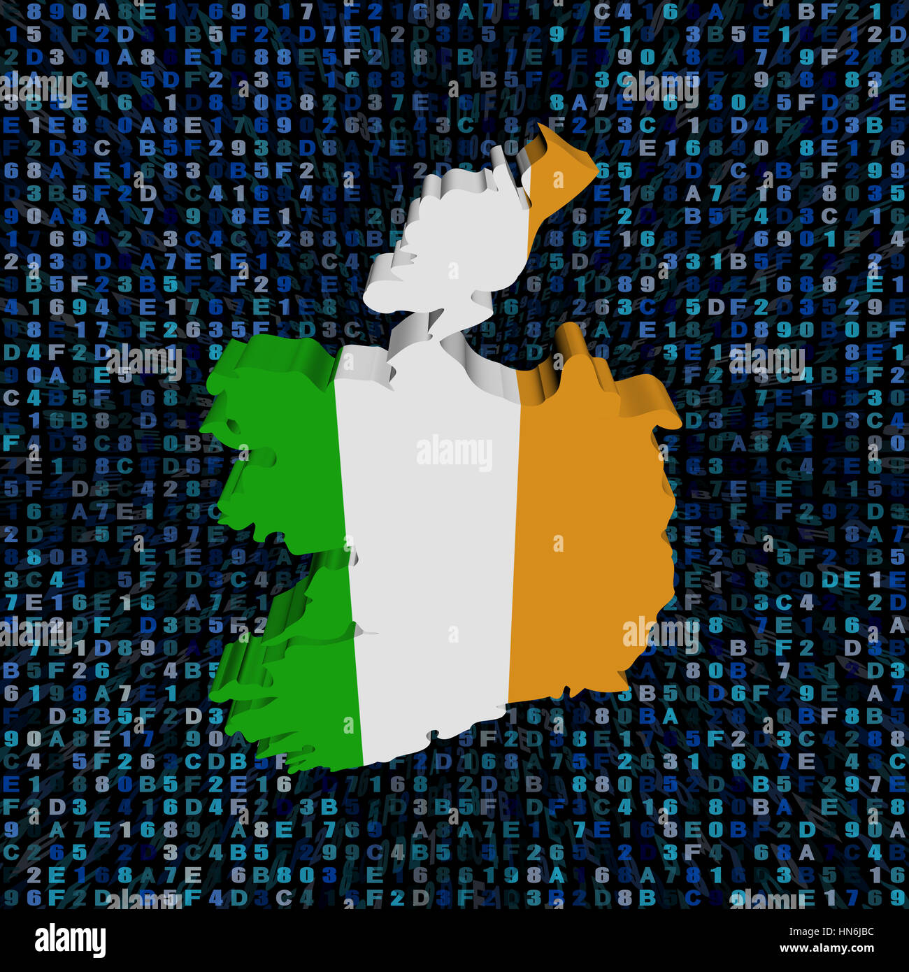 Ireland map flag on hex code illustration Stock Photo - Alamy