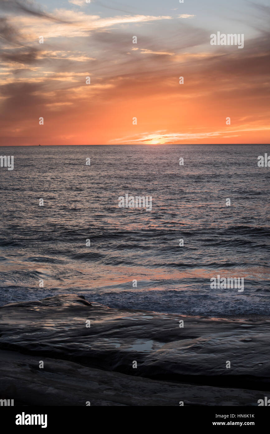 Pacific ocean sunset in California in Windansea beach in San Diego ...
