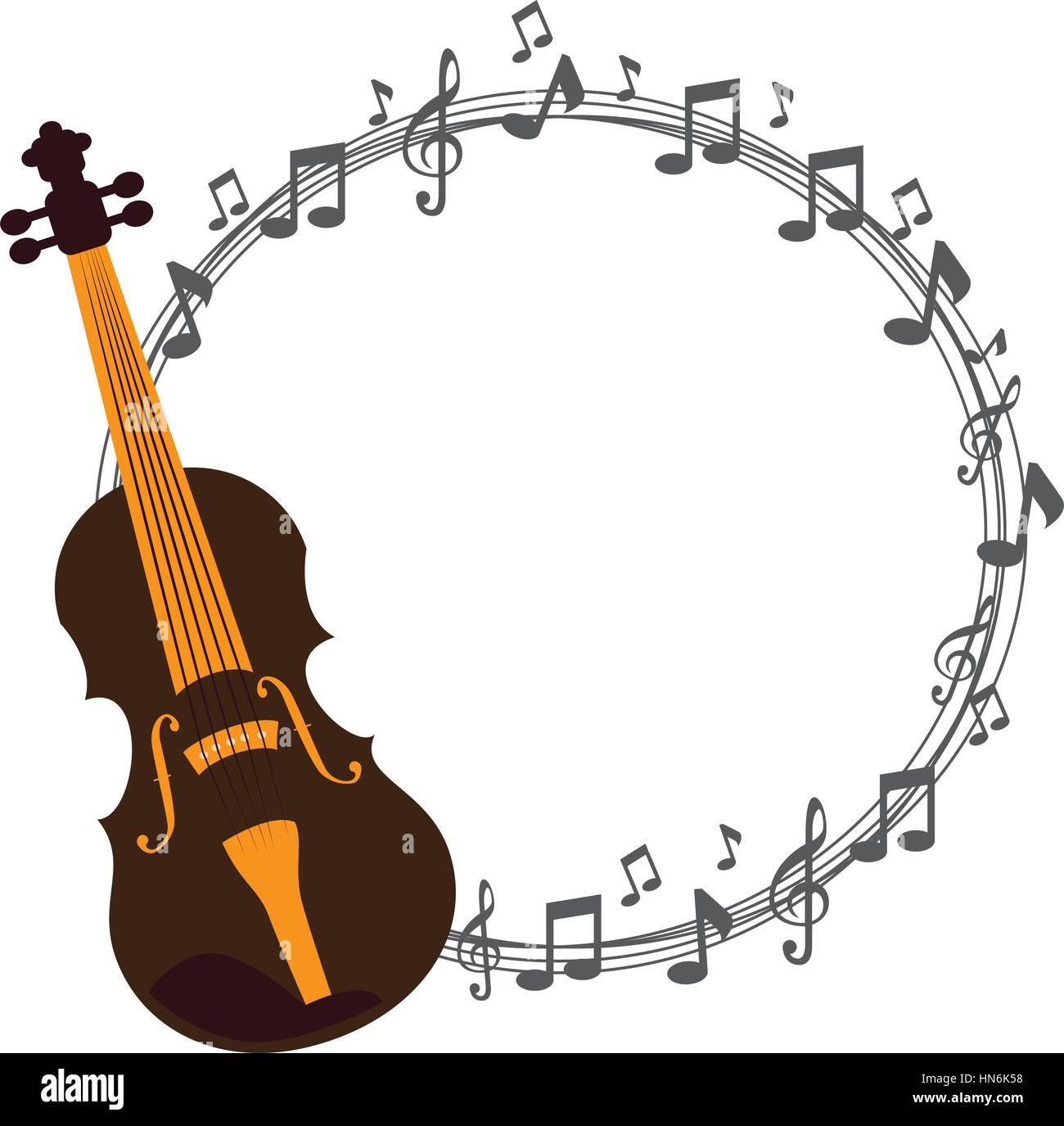 Acoustic Guitar With Musical Notes Vector Illustration Design Stock Vector Image And Art Alamy