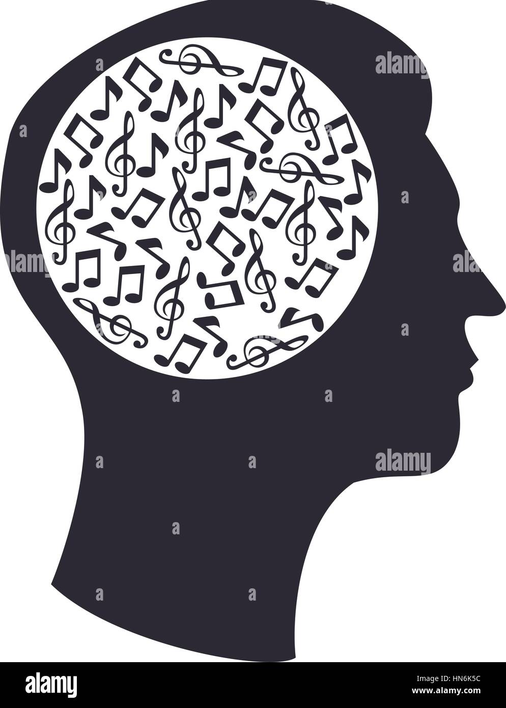 human profile with musical notes pattern vector illustration design ...