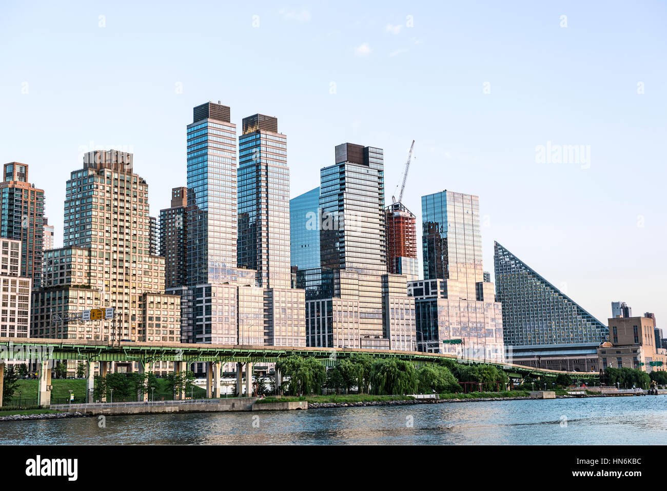 New York, USA - June 18, 2016: Skyline of Trump skyscrapers and FDR ...