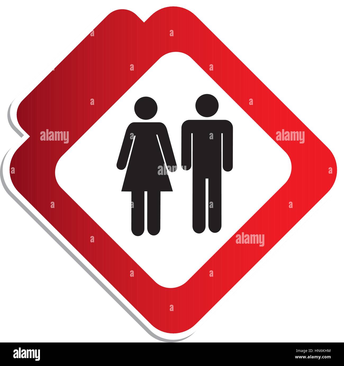 silhouette color road sign with pictogram man and woman vector ...