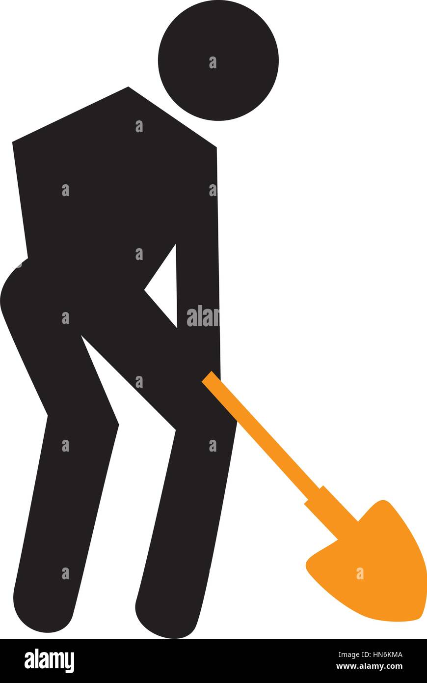 silhouette pictogram male with shovel vector illustration Stock Vector ...
