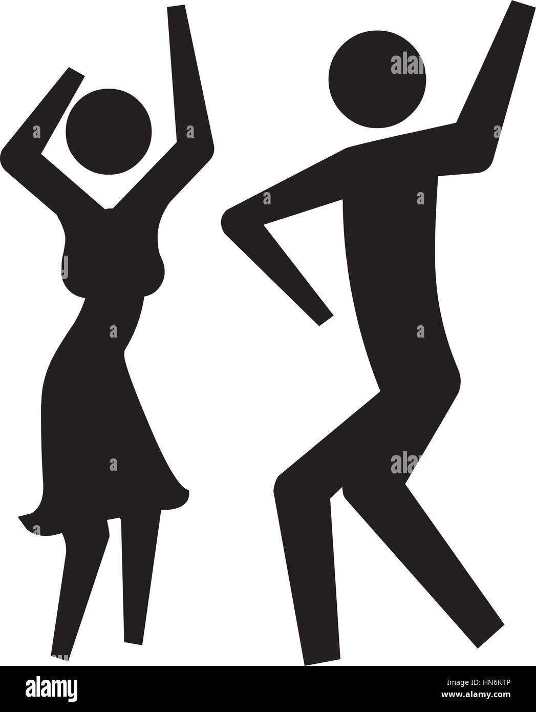 Silhouette People Dancing Together Icon High Resolution Stock ...