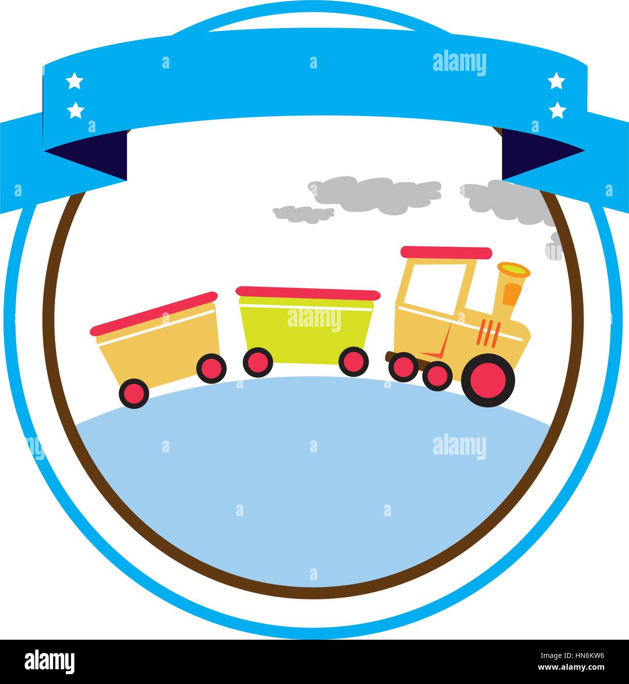 circular border with label and train toy vector illustration Stock ...