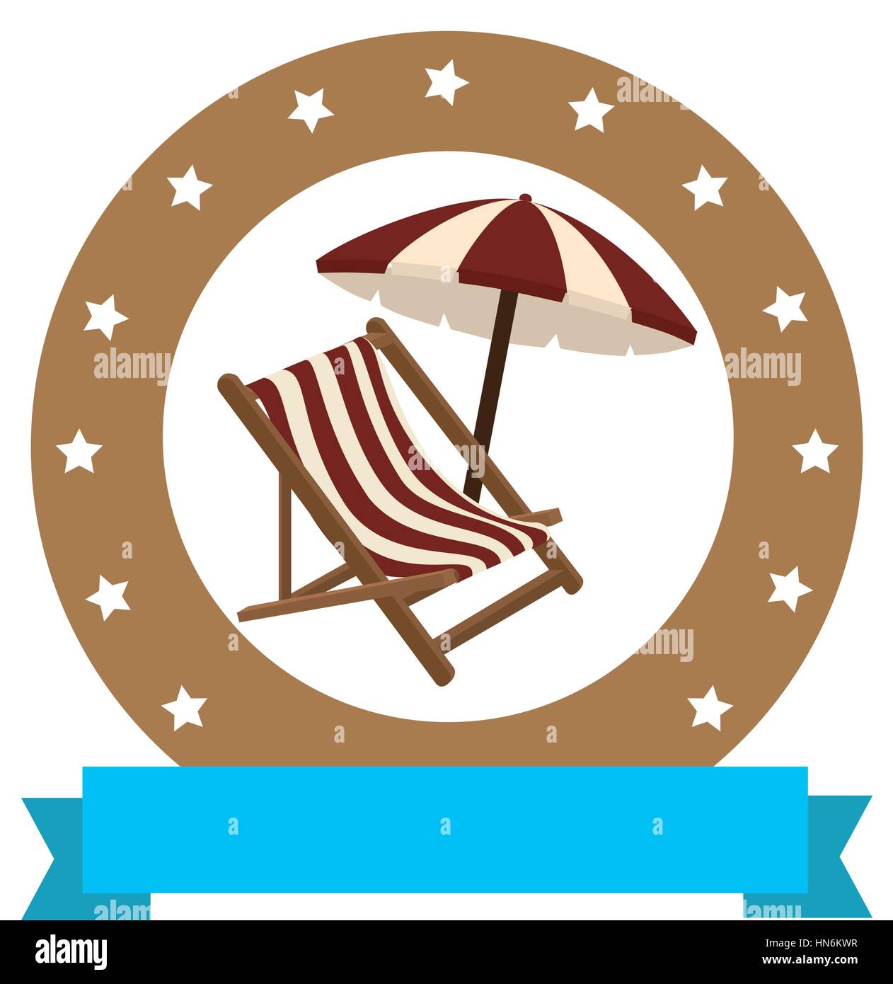 circular border with chair and umbrella vector illustration Stock ...
