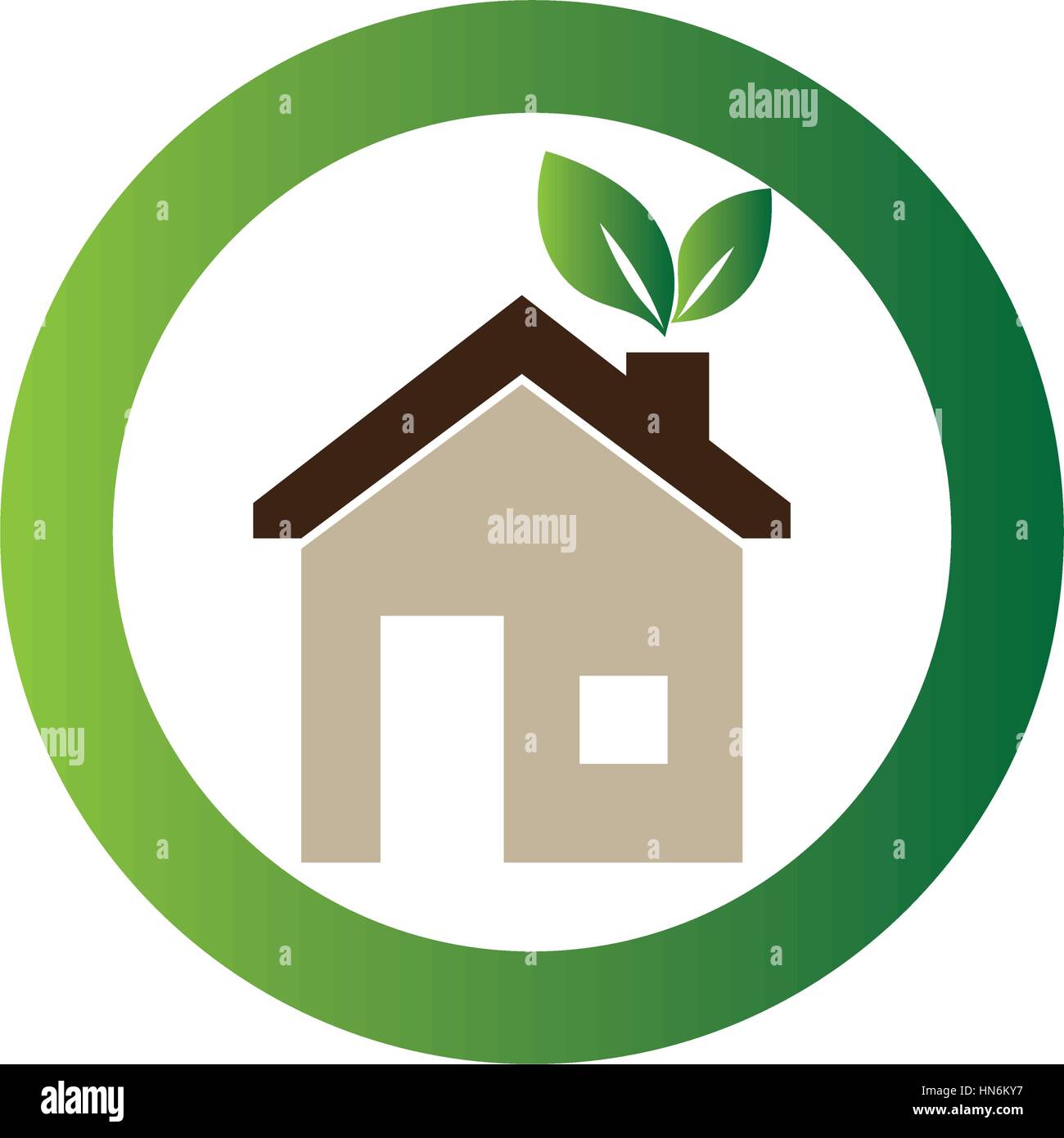 color circle contour with eco home vector illustration Stock Vector ...