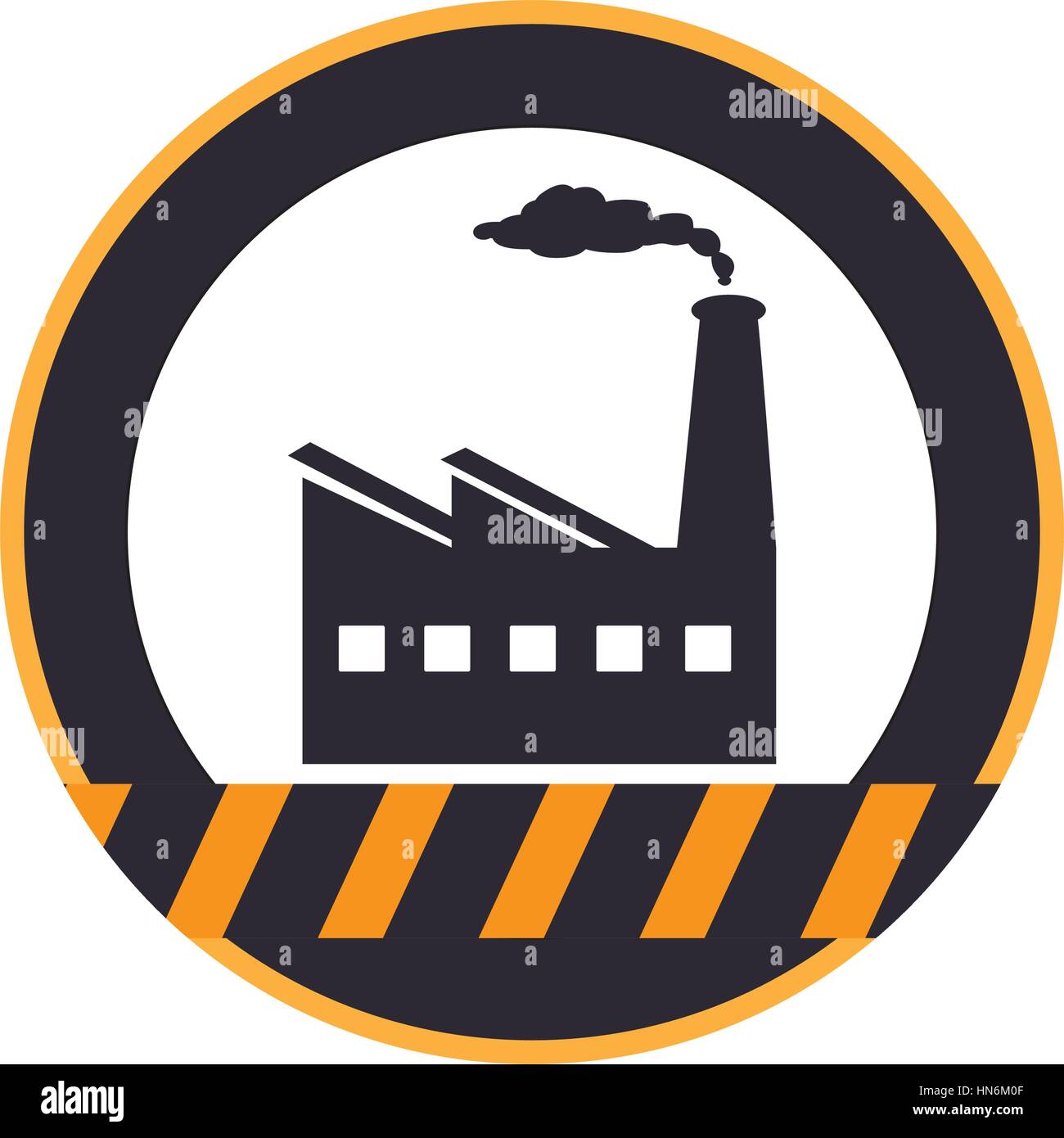 color silhouette circle with warning lines with industry vector ...