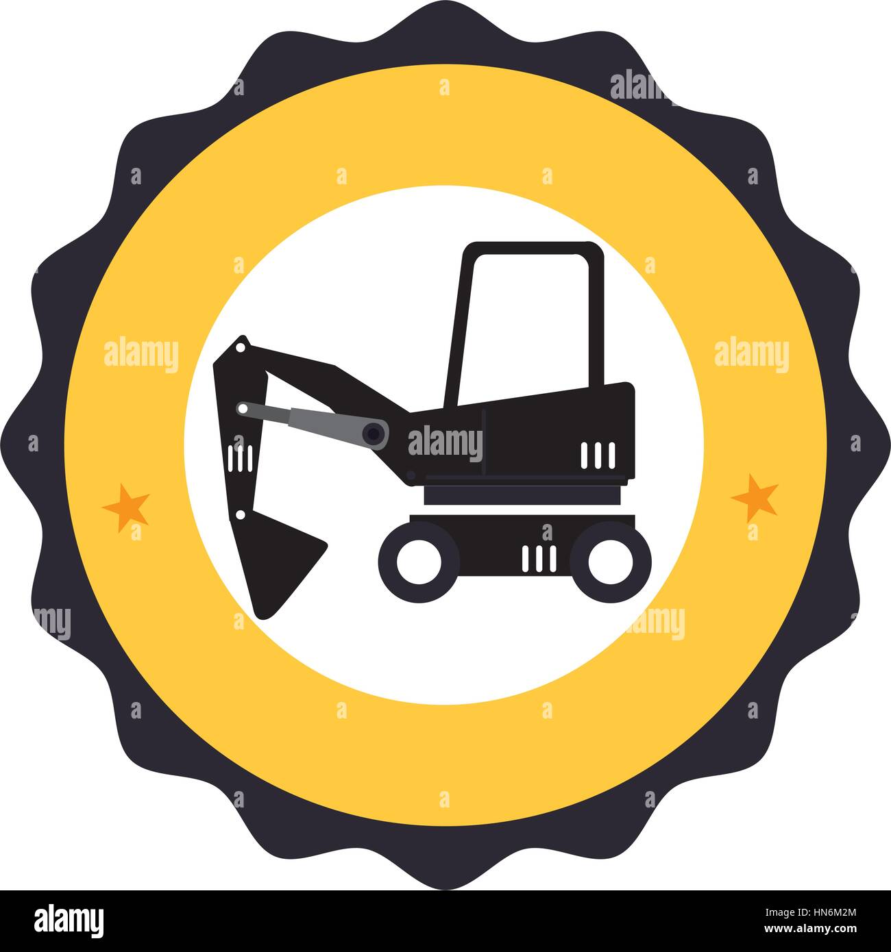 circular frame with pictogram with forklift truck with forks vector ...