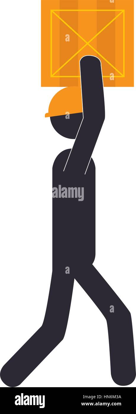 color silhouette with man with package vector illustration Stock Vector ...