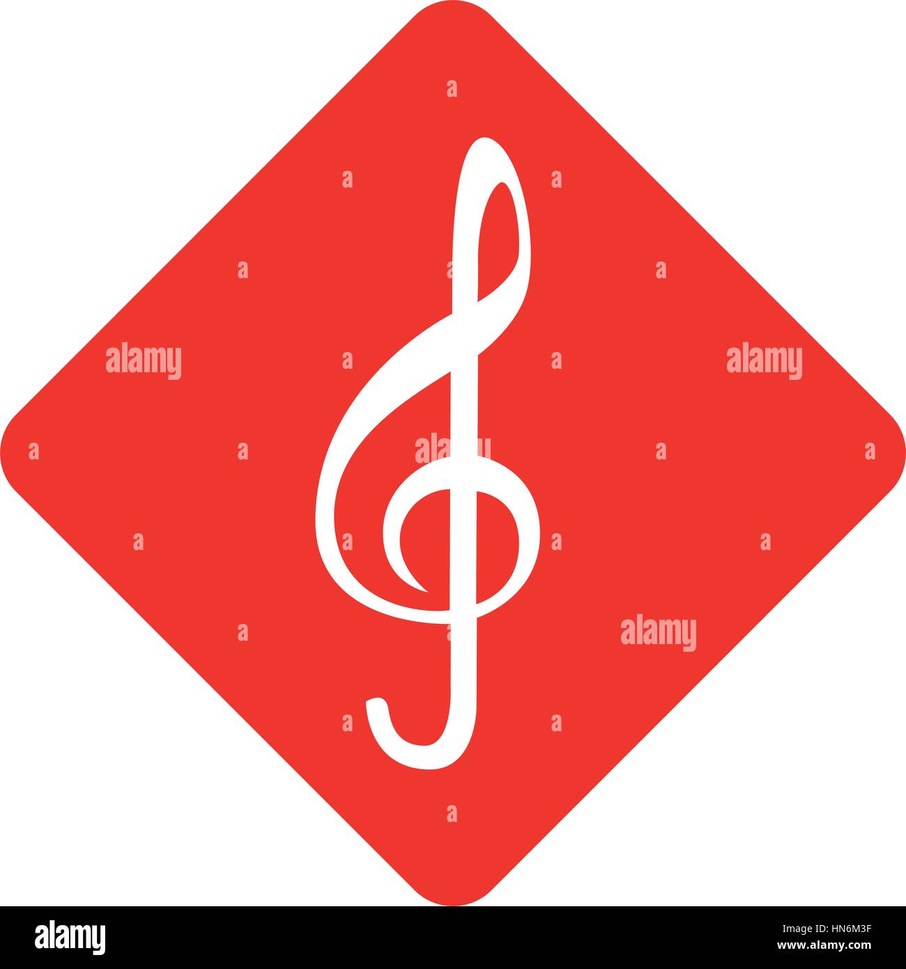 color silhouette square with sign music treble clef vector illustration ...