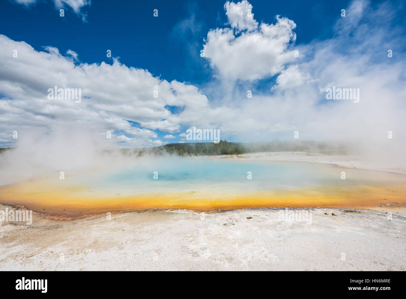 Rainbow pool in Black Sand Basin in Yellowstone National Park with ...