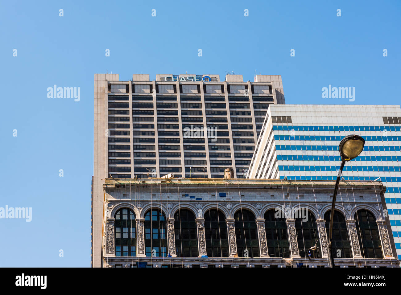 Chicago, USA - May 30, 2016: Logo of Chase Bank on an office skyscraper ...