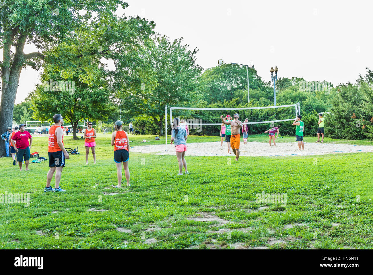 Washington DC, USA - August 4, 2016: People playing volleyball in ...