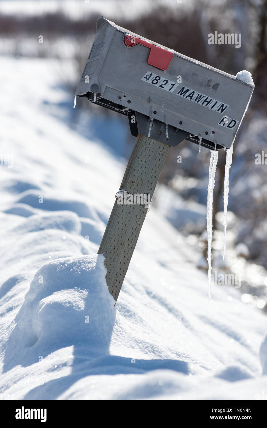 Mailbox with icicles, Wallowa Valley, Oregon Stock Photo - Alamy