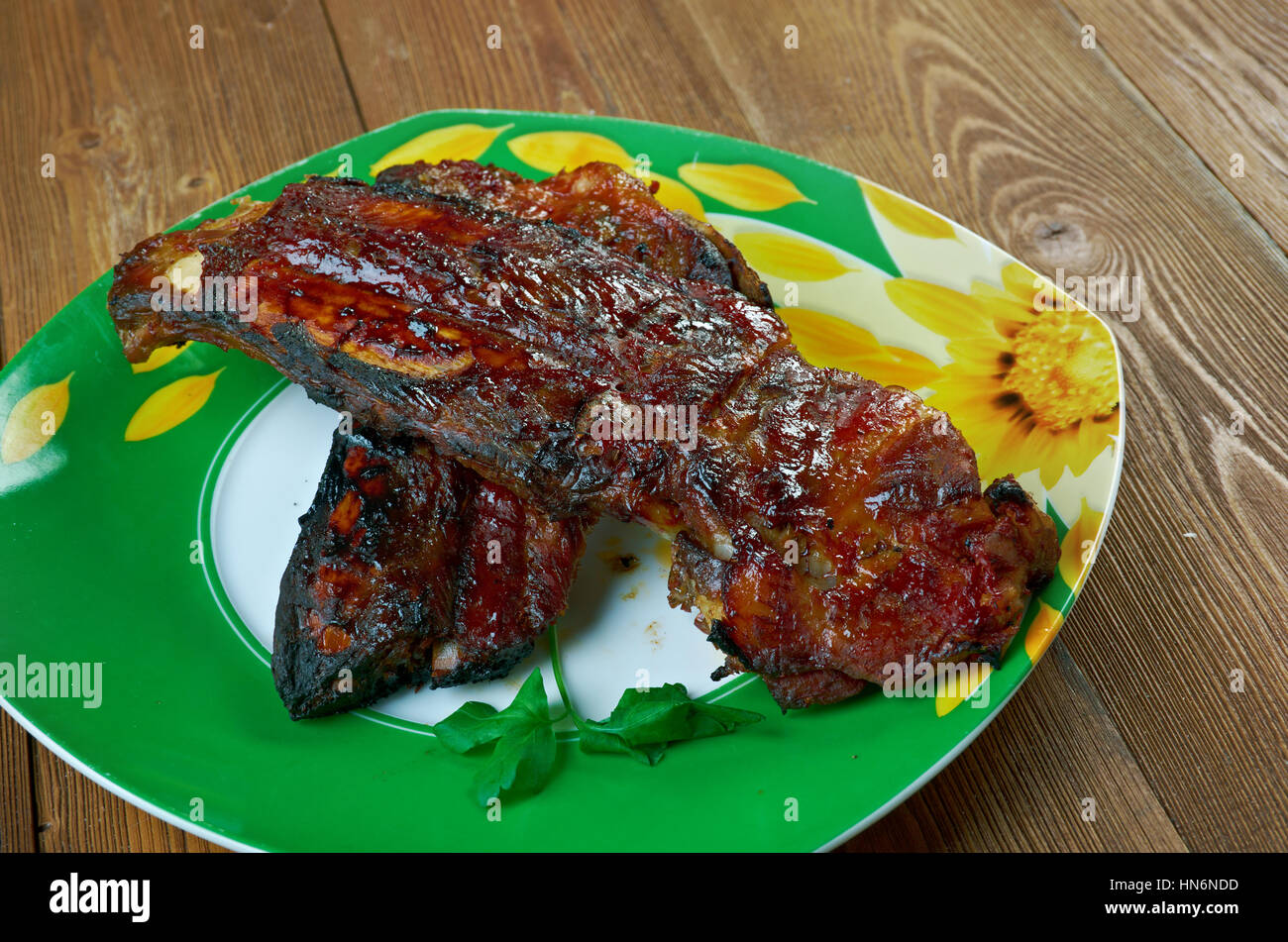 Sticky stout ribs from South African pork Stock Photo - Alamy