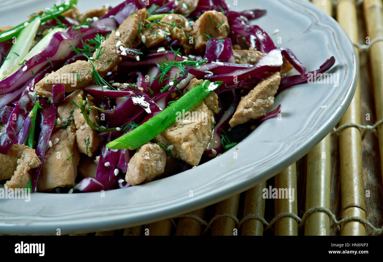 Moo shu pork dish of northern Chinese. American Chinese cuisine Stock ...
