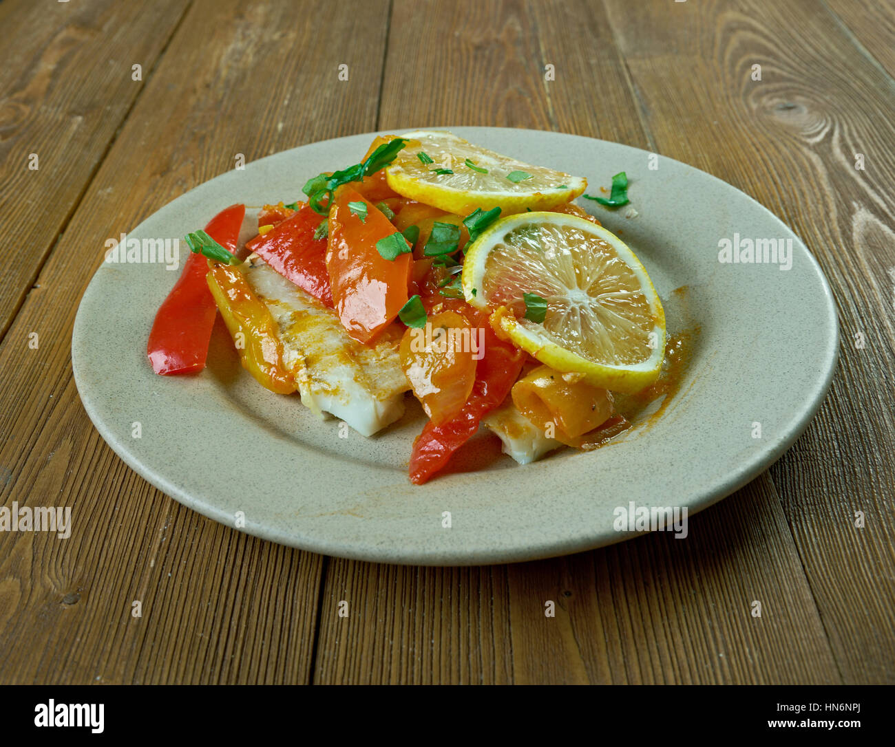 Psari Plaki - Greek-Style Baked Fish Stock Photo - Alamy