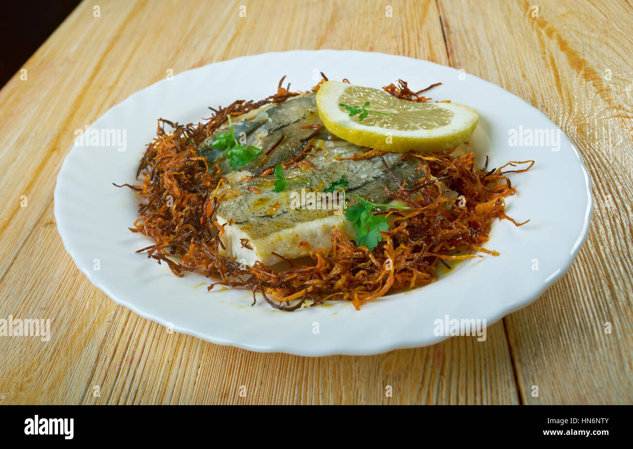 Hake with Bayonne Ham. Pan-fry hake steaks in a bit of olive oil; set ...