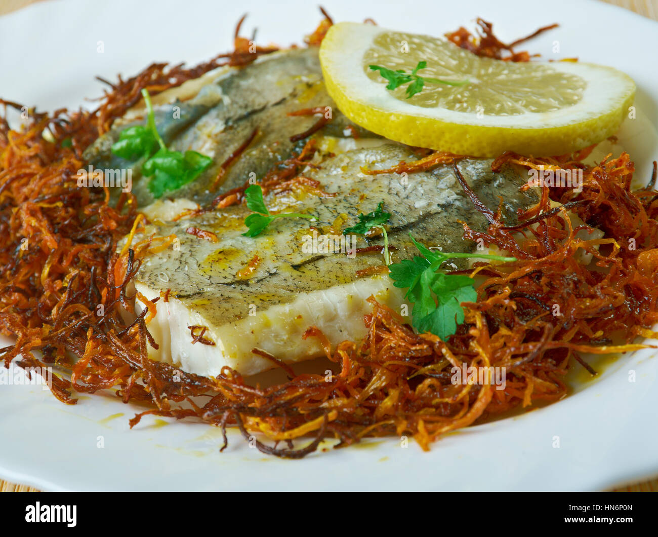 Hake with Bayonne Ham. Pan-fry hake steaks in a bit of olive oil; set ...