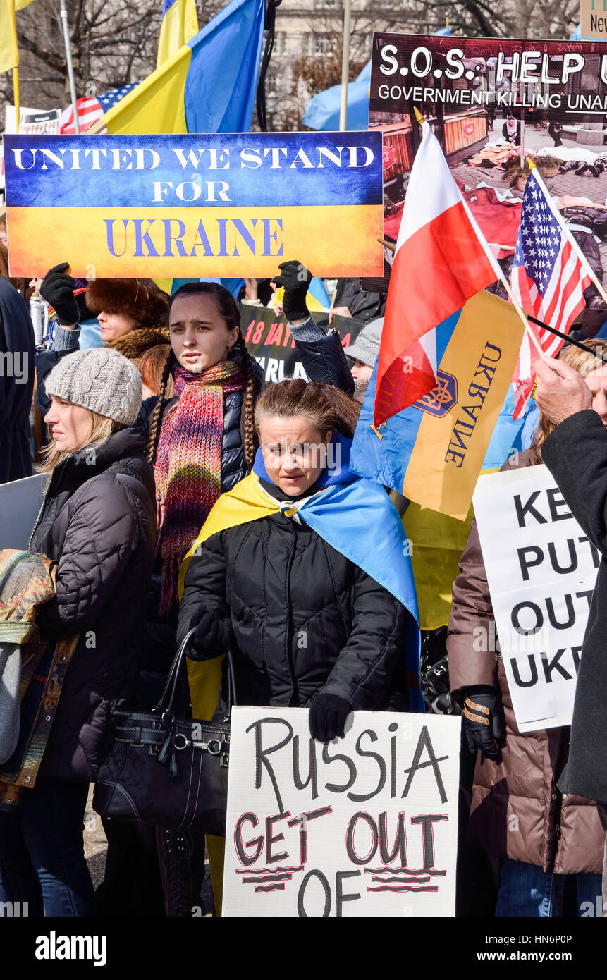 Washington DC, USA - March 6, 2014: Crowd of people at Ukrainian ...