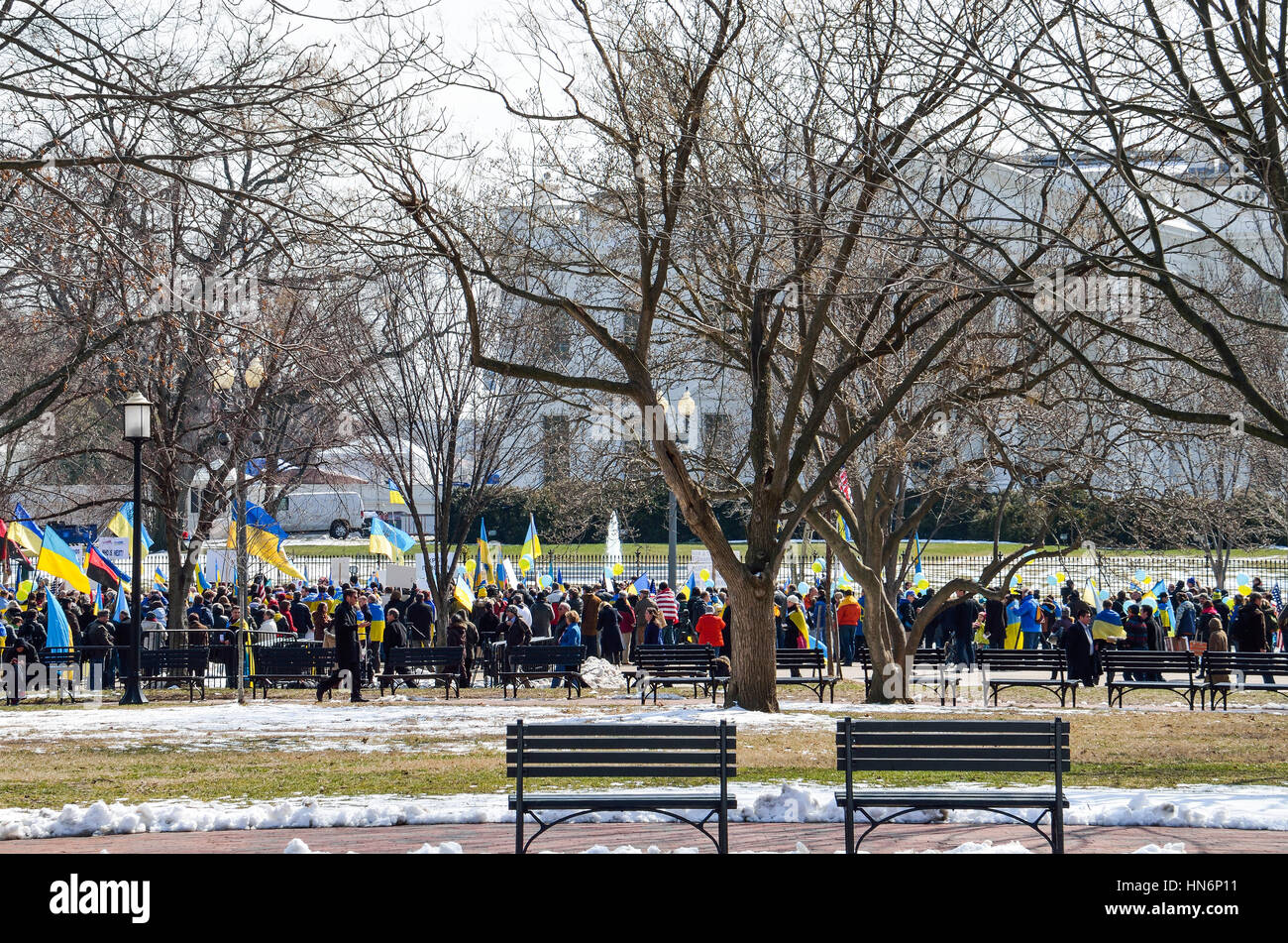 Washington DC, USA - March 6, 2014: Crowd of people at Ukrainian ...