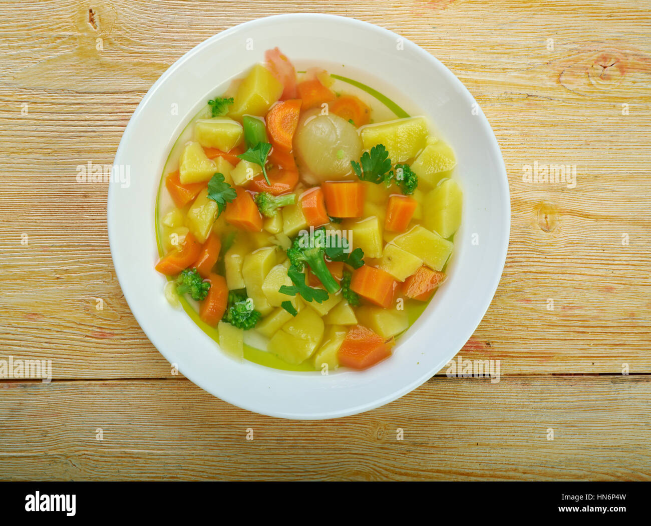 Traditional Finnish vegetable soup - summer soup Lohikeitto Stock Photo ...