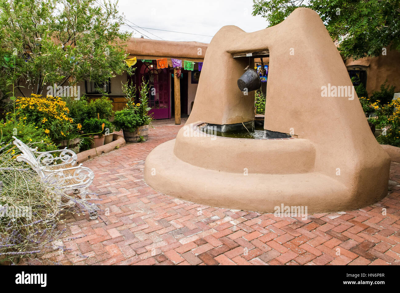 Albuquerque, USA - July 28, 2015: Old town plaza at hidden patio with ...