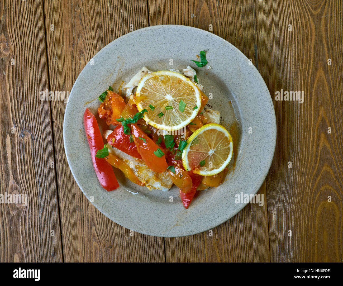 Psari Plaki - Greek-Style Baked Fish Stock Photo - Alamy