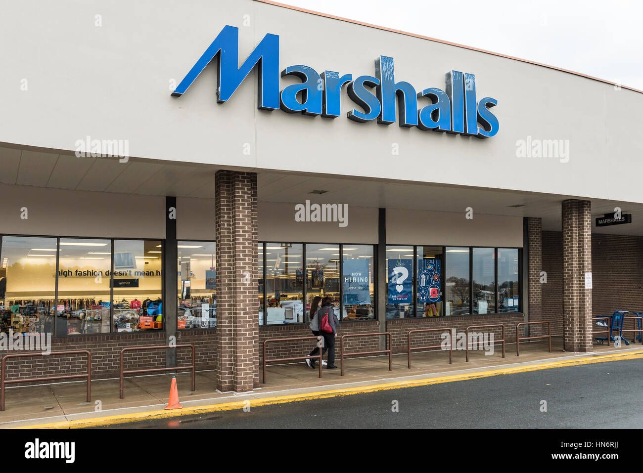 Fairfax, USA - November 30, 2016: Marshalls storefront with blue sign ...