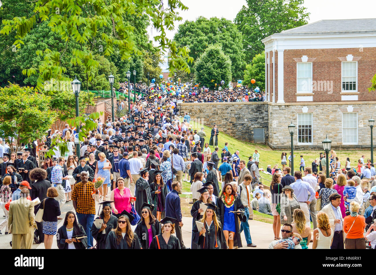 Charlottesville, USA - May 18, 2014: Crowd of people walking by ...