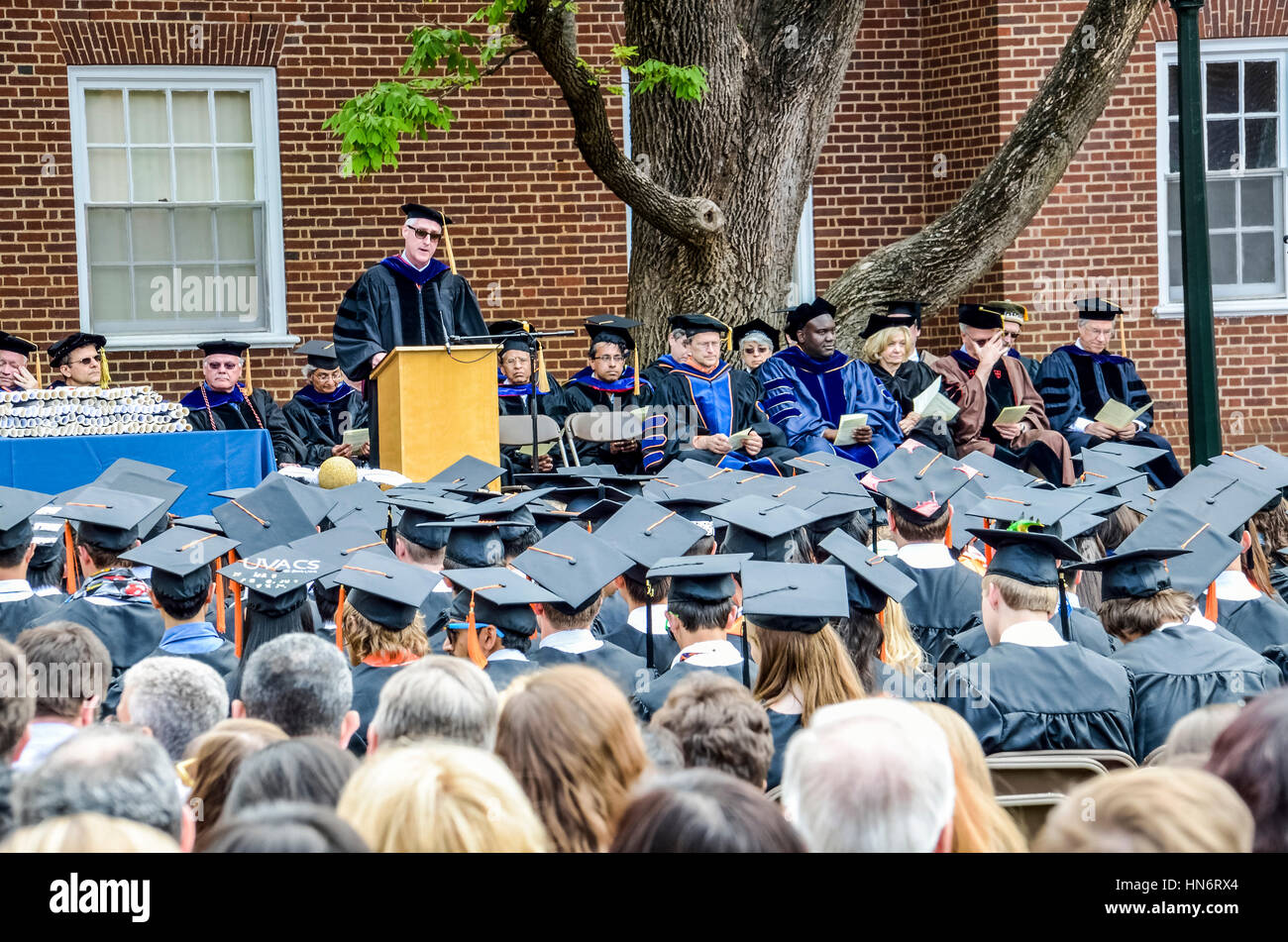 Charlottesville, USA - May 18, 2014: Crowd of people sitting on chairs ...