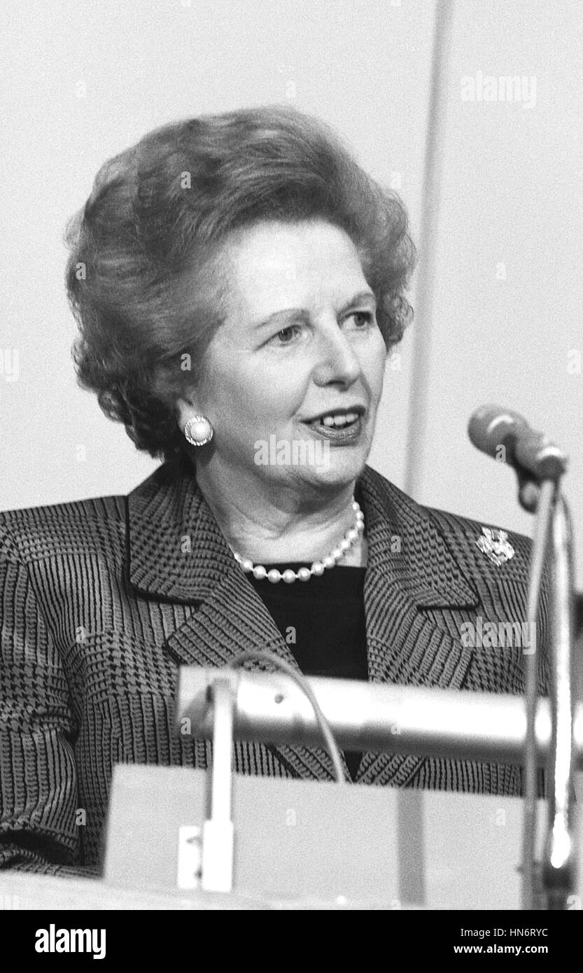 Rt. Hon. Margaret Thatcher, former British Prime Minister, speaks at a ...